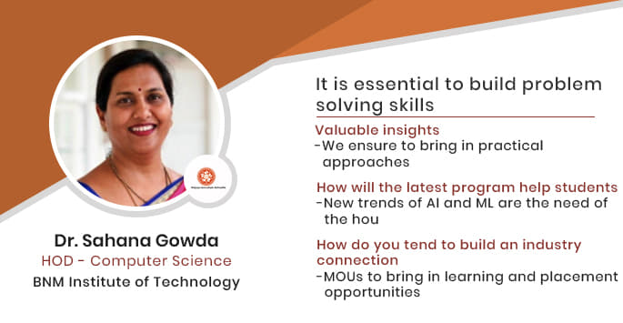 BNM Institute of Technology: Dr. Sahana Gowda, HOD - Computer Science