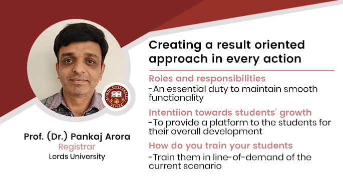 Lords University: Prof. (Dr.) Pankaj Arora, Registrar