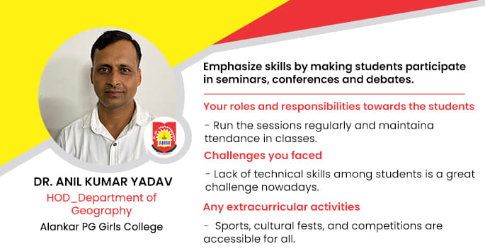 Alankar PG Girls College: Dr. Anil Kumar Yadav, HOD-Department of Geography