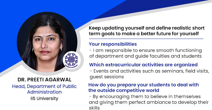 IIS University: Dr. Preeti Agarwal, Head, Department of Public ...
