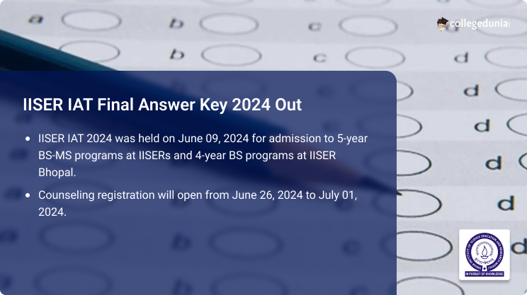 IISER IAT Final Answer Key 2024 Out @iiseradmission.in; Get Download ...