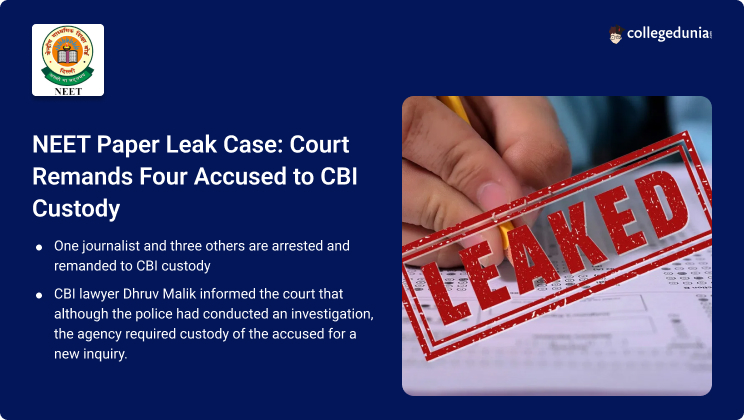NEET Paper Leak Case: Court Remands Four Accused to CBI Custody