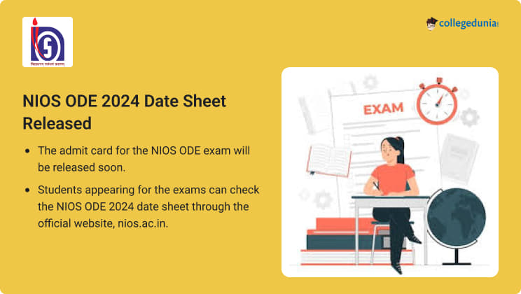 NIOS ODE 2024 Date Sheet Released @ nios.ac.in; Exam from July 16