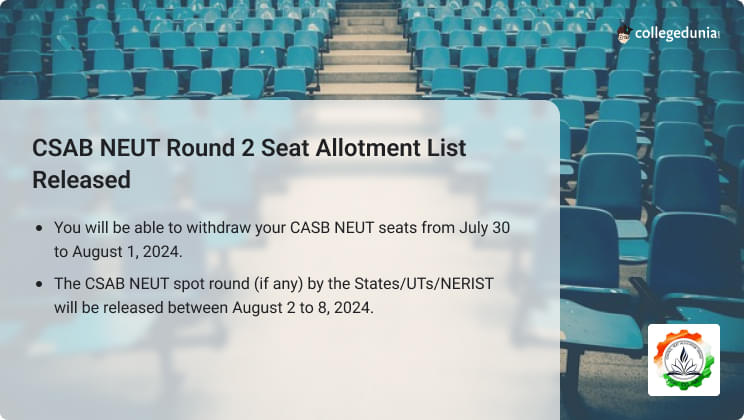 CSAB NEUT Round 2 Seat Allotment List Released @csab.nic.in; Check Direct Link Here