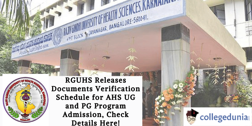 RGUHS Releases Documents Verification Schedule for AHS UG and PG ...