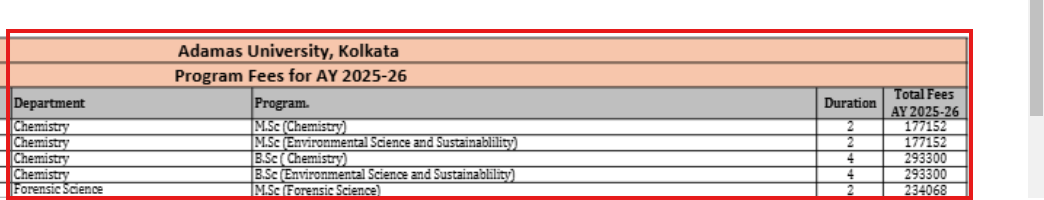 Adamas University Fee Structure 2025 Released; Check Details Here