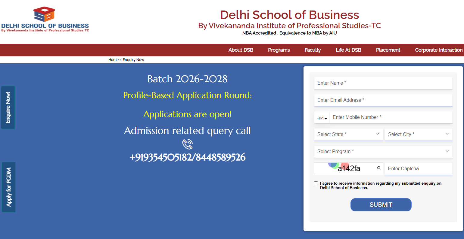 DSB MBA admissions 2026–28 open; Apply Now at @dsb.edu.in