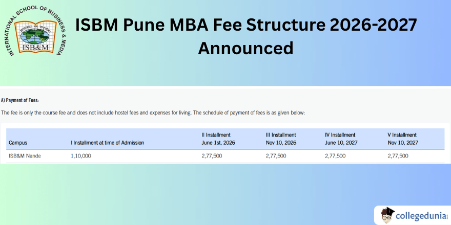 ISBM Pune MBA Fee Structure 2026-2027 Announced; Check Details Here!