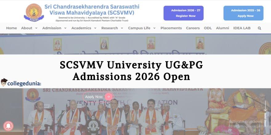 SCSVMV University Admissions 2026 Open for UG and PG Programs; Apply ...