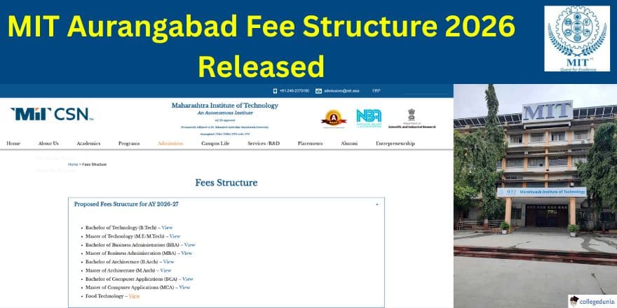 MIT Aurangabad UG & PG Fee Structure 2026 Released