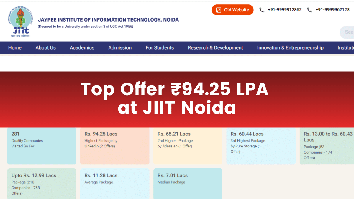 JIIT Noida Placement 2026: Highest Package Reaches INR 94.25 LPA