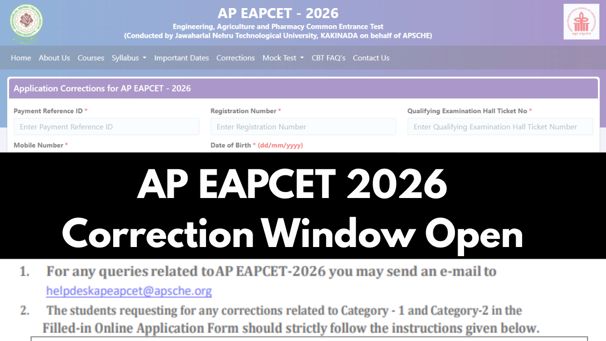 AP EAPCET 2026 Correction Window Open; Edit Application Till April 13