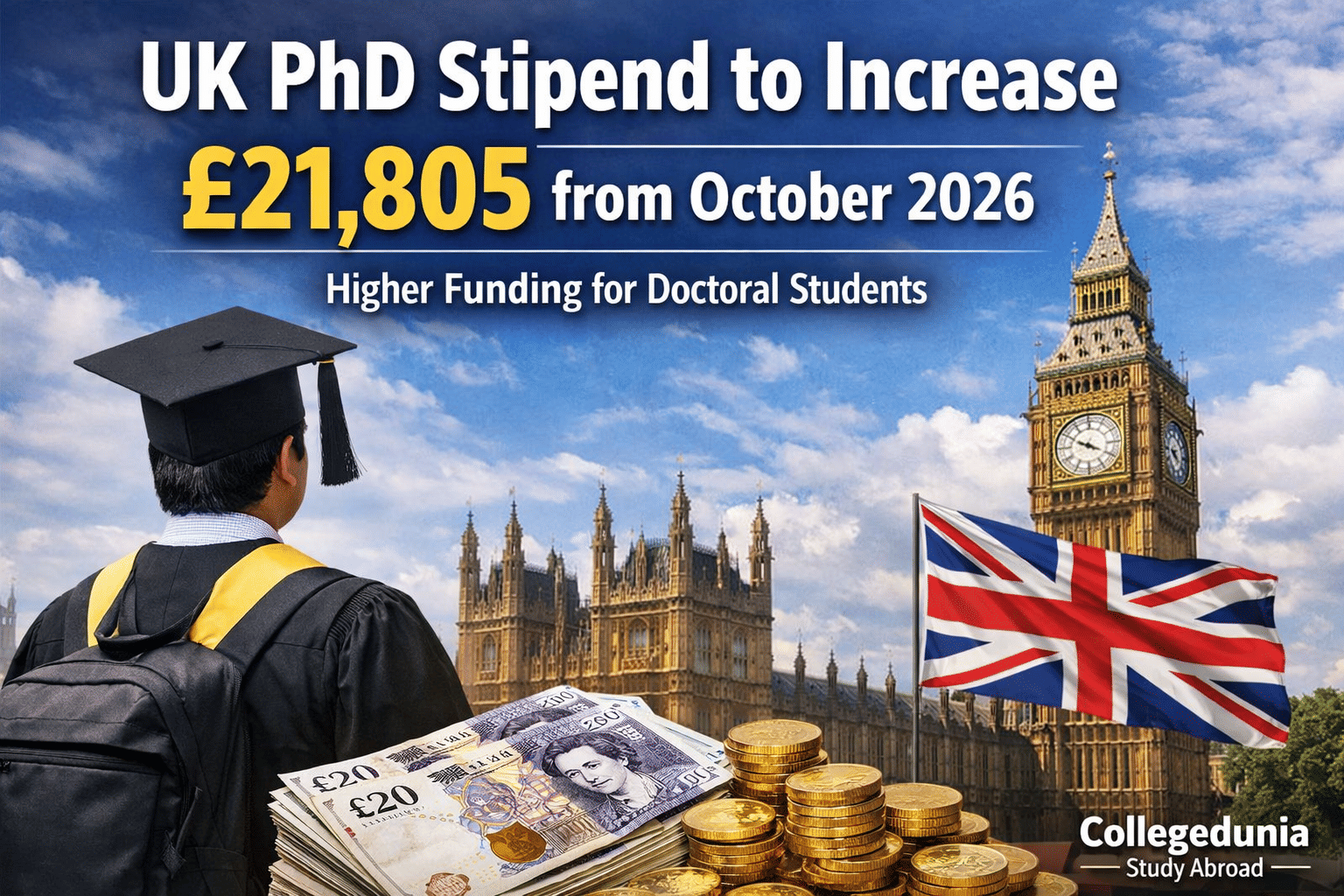 UK PhD stipend to rise to £21,805 from October 2026