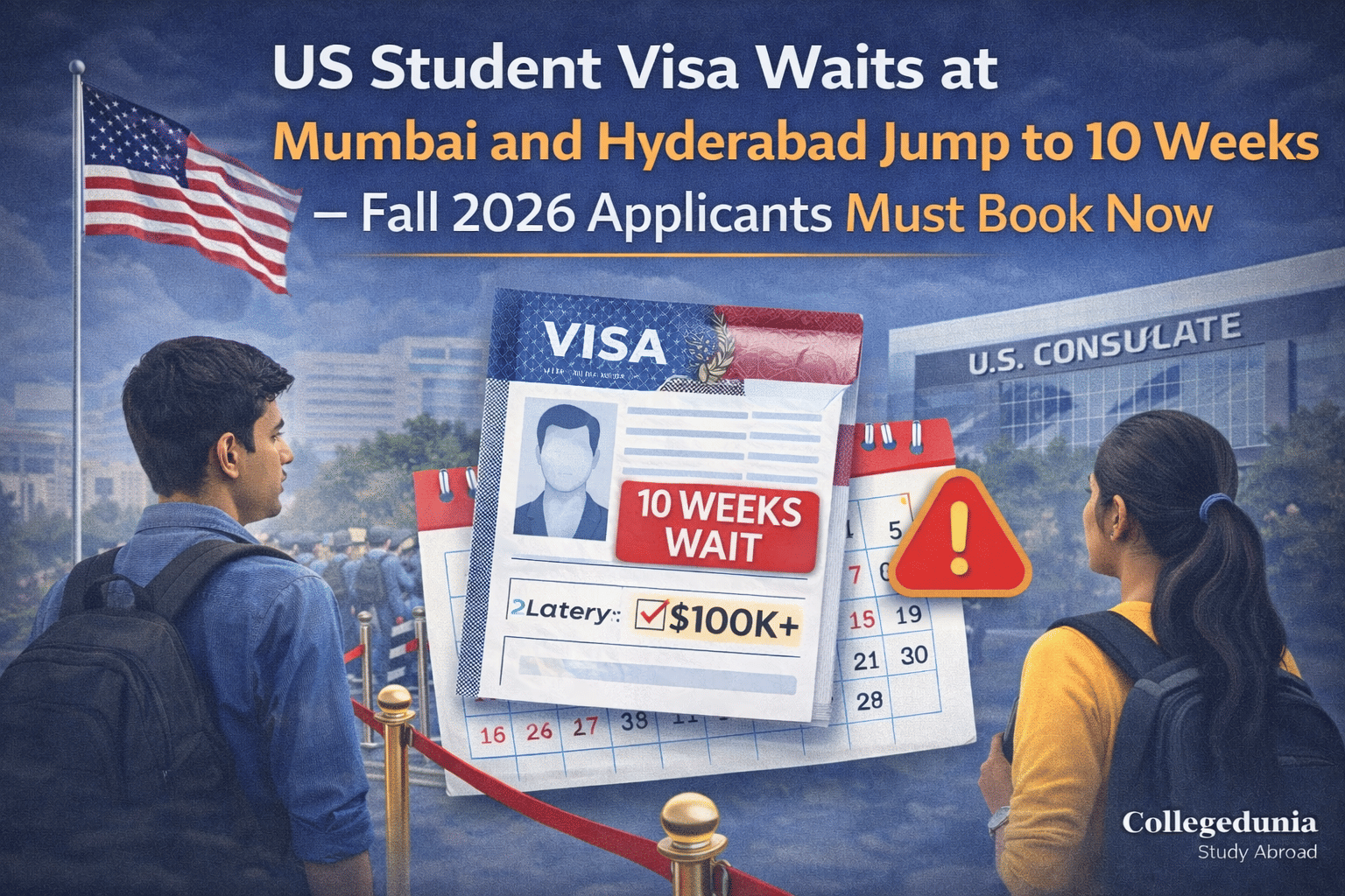 US F1 Visa Wait Time India April 2026: Mumbai 10 Weeks