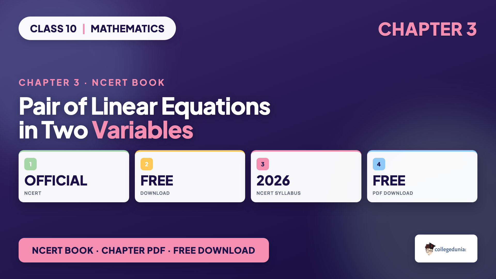 Class 10 Maths Chapter 3 NCERT Book PDF Download 2026-27