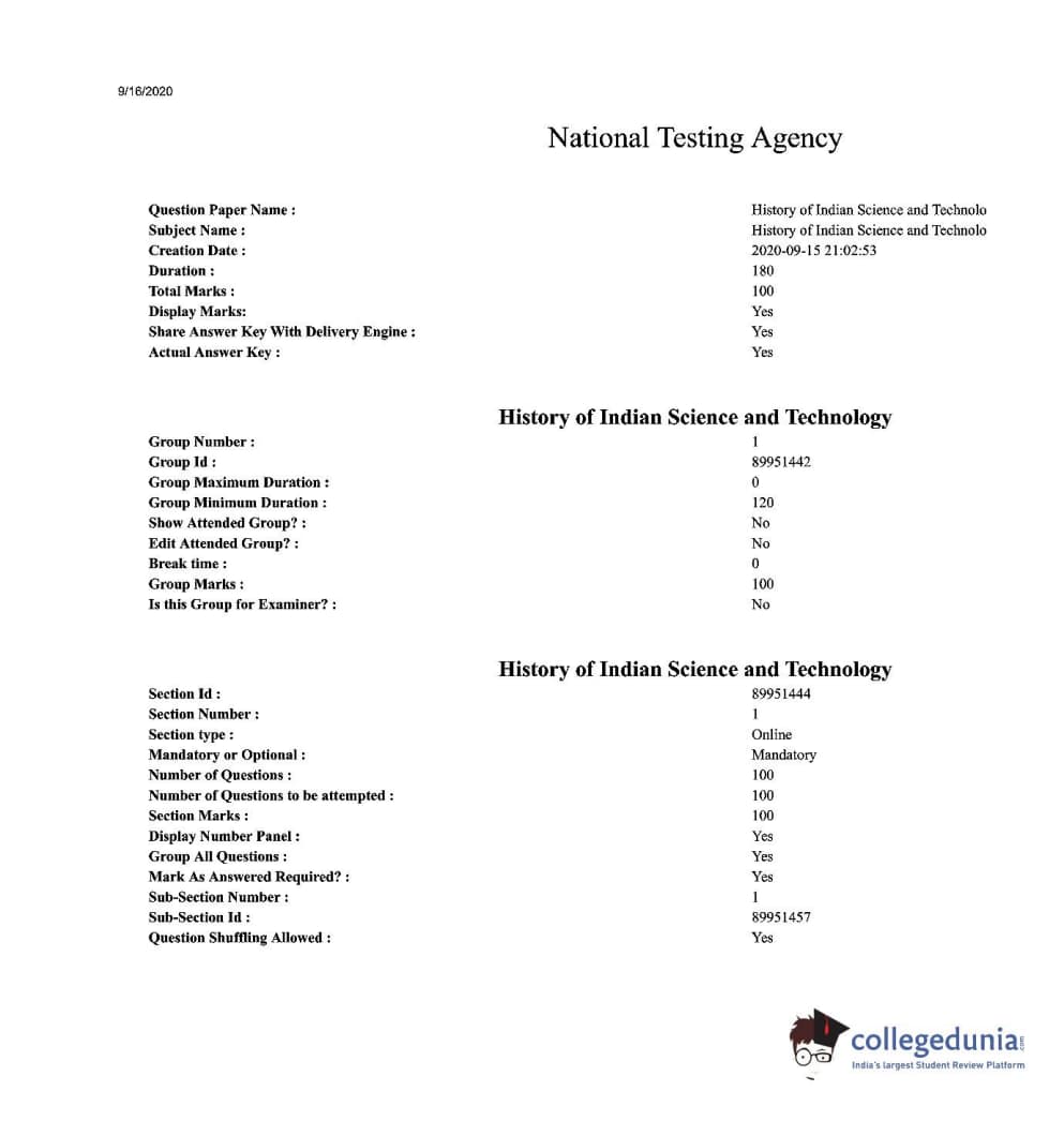 ARPIT 2020 History of Indian Science and Technology Question Paper with ...