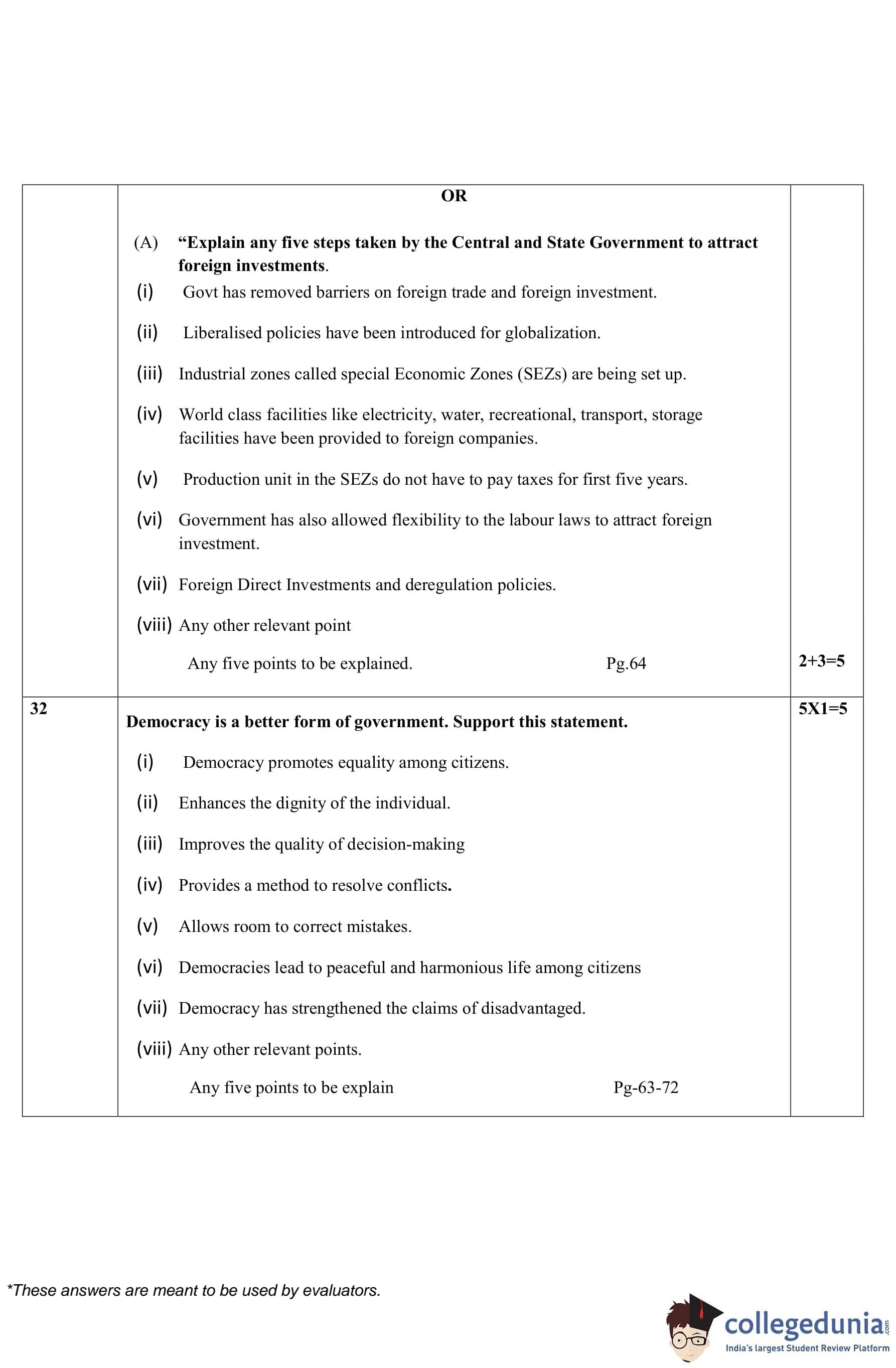 CBSE Class 10 Social Science Question Paper 2023 with Answer Key (March 15, Set 2- 32/2/2)