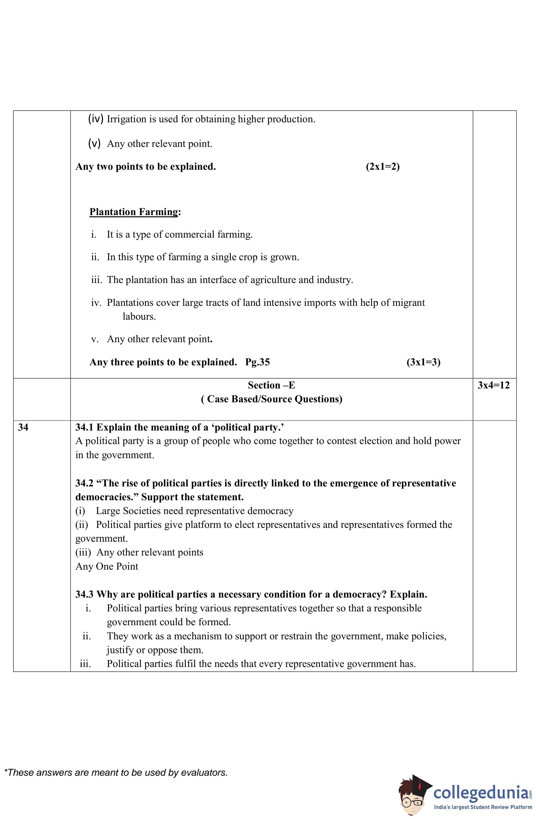 CBSE Class 10 Social Science Question Paper 2023 with Answer Key (March 15, Set 2- 32/2/2)