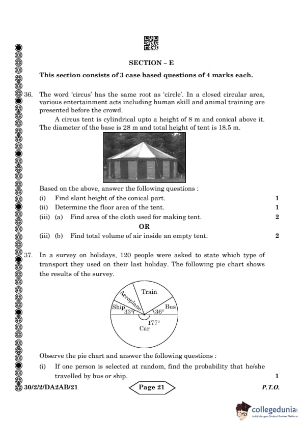 CBSE Class 10 Mathematics Standard Question Paper 2024 (Set 2- 30/2/2 ...