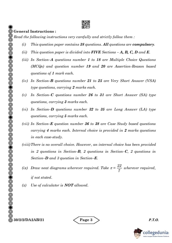 CBSE Class 10 Mathematics Standard Question Paper 2024 (Set 2- 30/2/2) with Answer Key