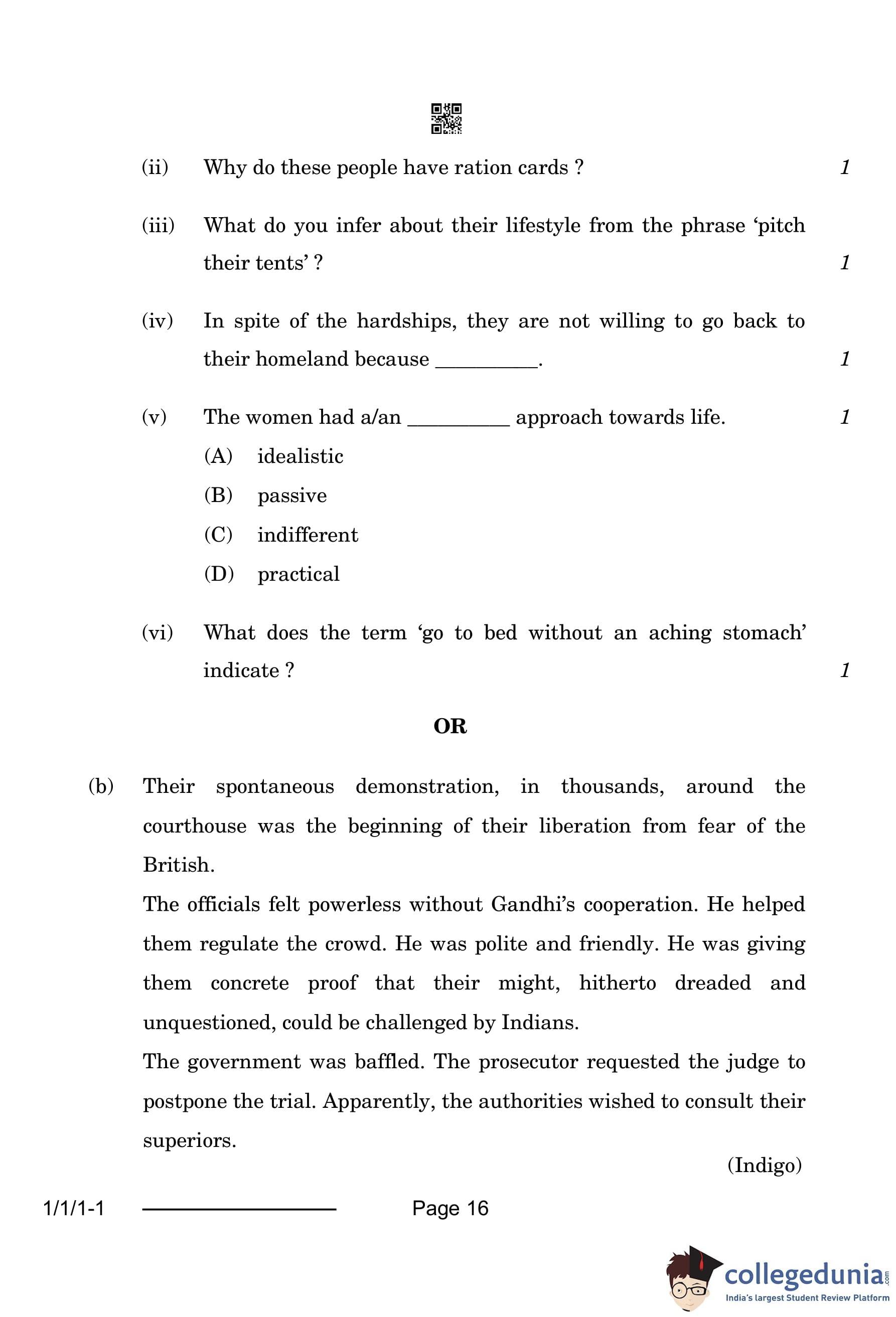 CBSE Class 12 English Question Paper 2024 (Set 1 - 1/1/1) Available ...