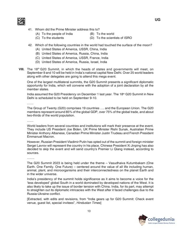 CLAT UG Question Paper 2024 Set A (Available)- Download Solutions and Answer Key pdf