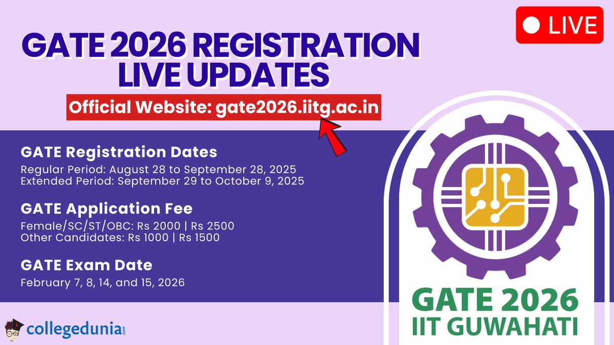 GATE 2026 Registration Live Updates: Registration Starts, Link ...