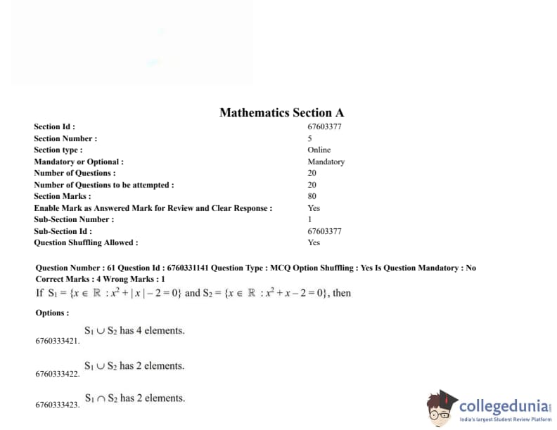 JEE Main 2021 Mathematics Question Paper August 3 Shift 1- Download PDF ...
