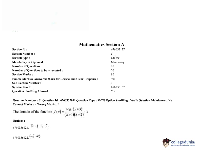 JEE Main 2021 Mathematics Question Paper August 4 Shift 2- Download PDF ...
