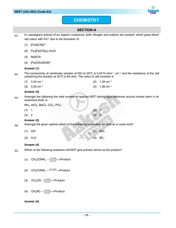 NEET 2023 Chemistry Question Paper with Solutions PDF G3