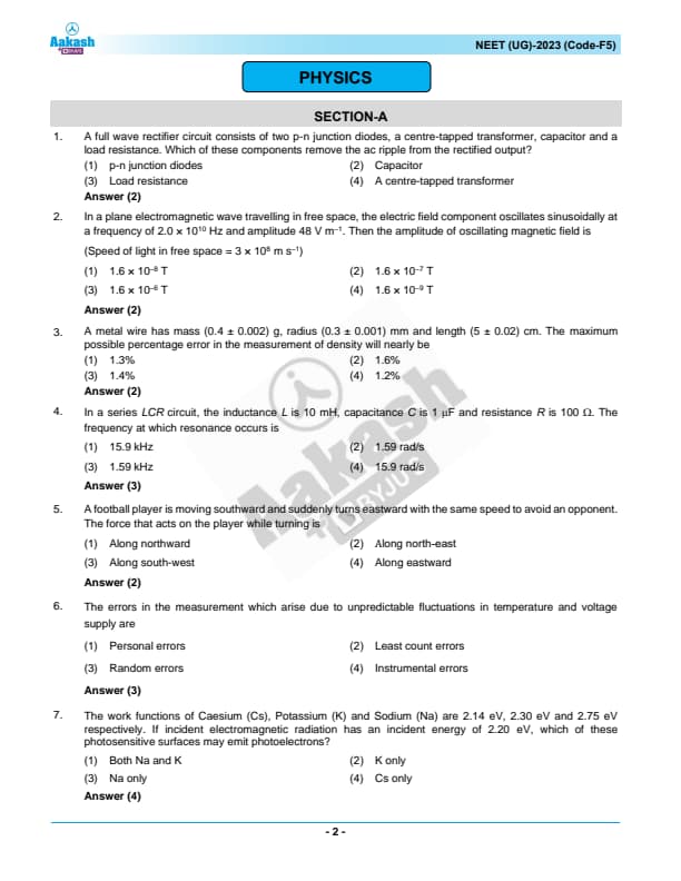 NEET 2023 Physics Question Paper with Solutions PDF F5