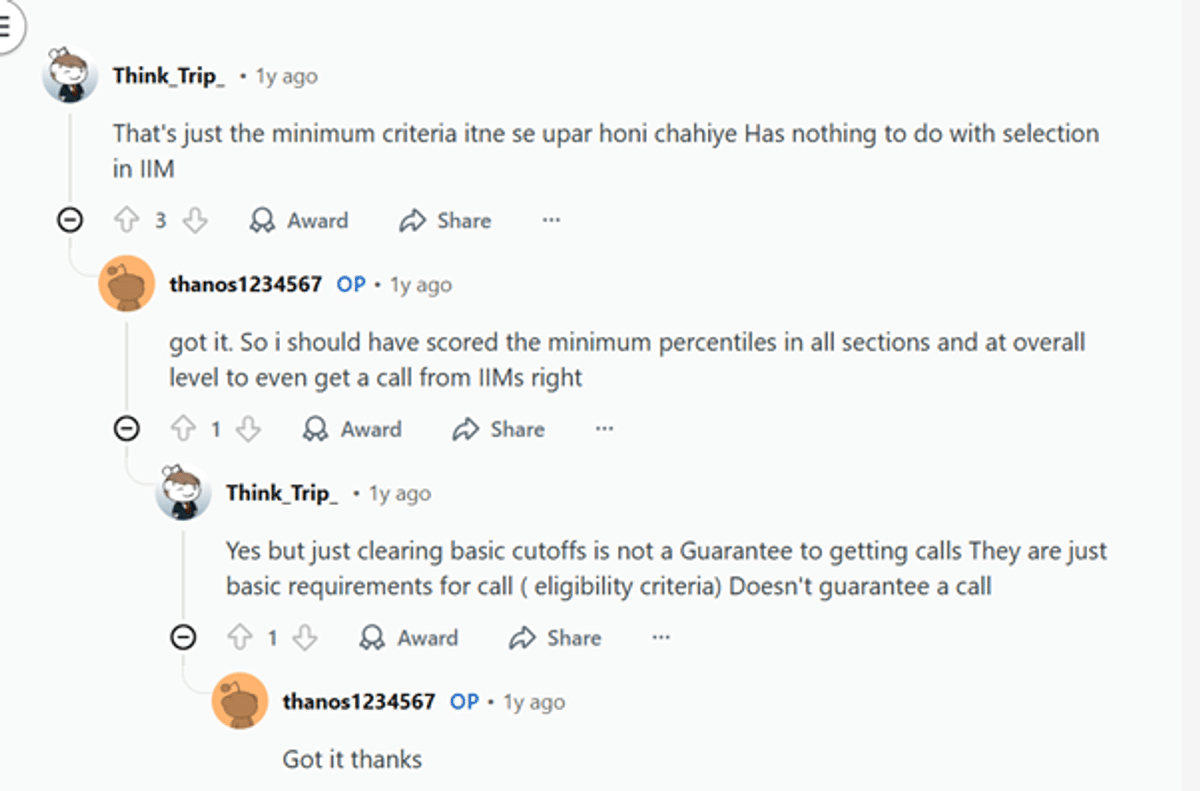 Minimum vs Actual CAT 2025 Cutoff for General Category Students in Top IIMs