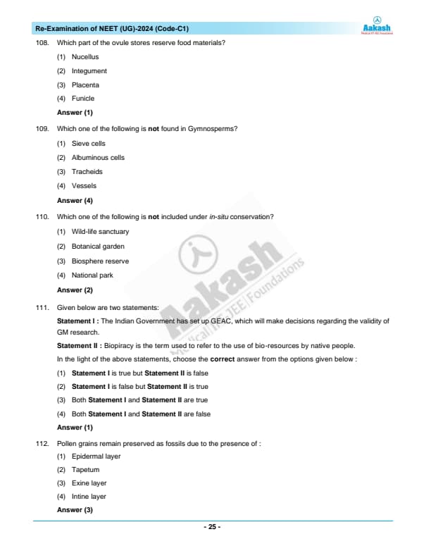NEET Re-Exam 2024 Question Paper (Available) with Answer Key PDF