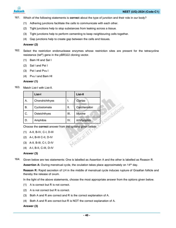 NEET Re-Exam 2024 Question Paper (Available) with Answer Key PDF