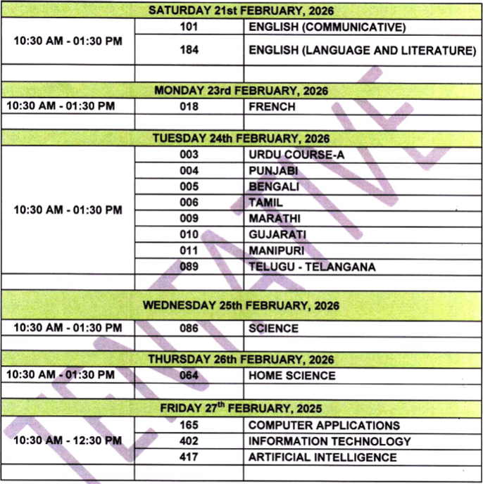 CBSE Board Exams 2026 Date Sheet Out; Exams from February 17