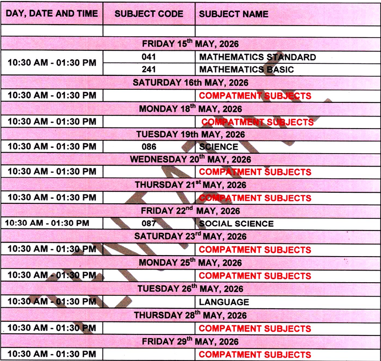 CBSE Board Exams 2026 Date Sheet Out; Exams from February 17