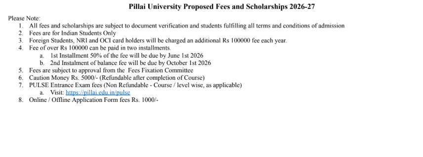Pillai University B.Tech {Lateral} Mechanical Engineering: Fees 2026 ...