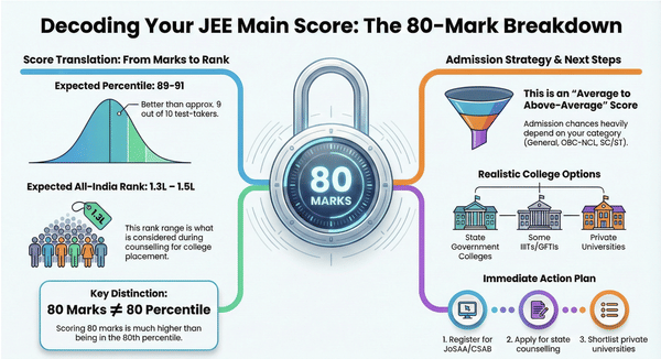 80 Marks in JEE Main 2026: Expected Percentile, Rank & College Options