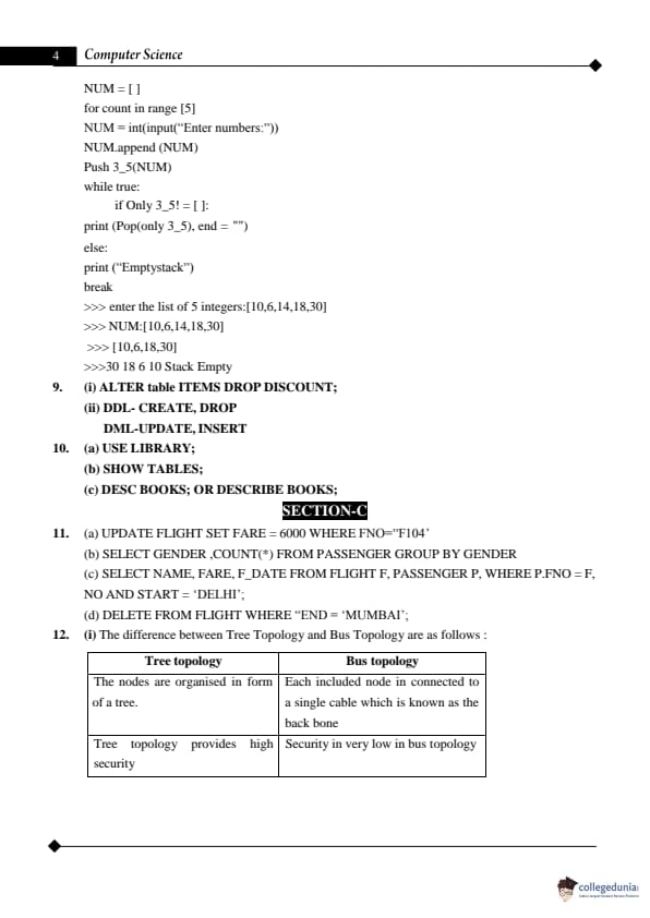 CBSE Class 12 Computer Science Question Paper 2022 with Answer Key ...