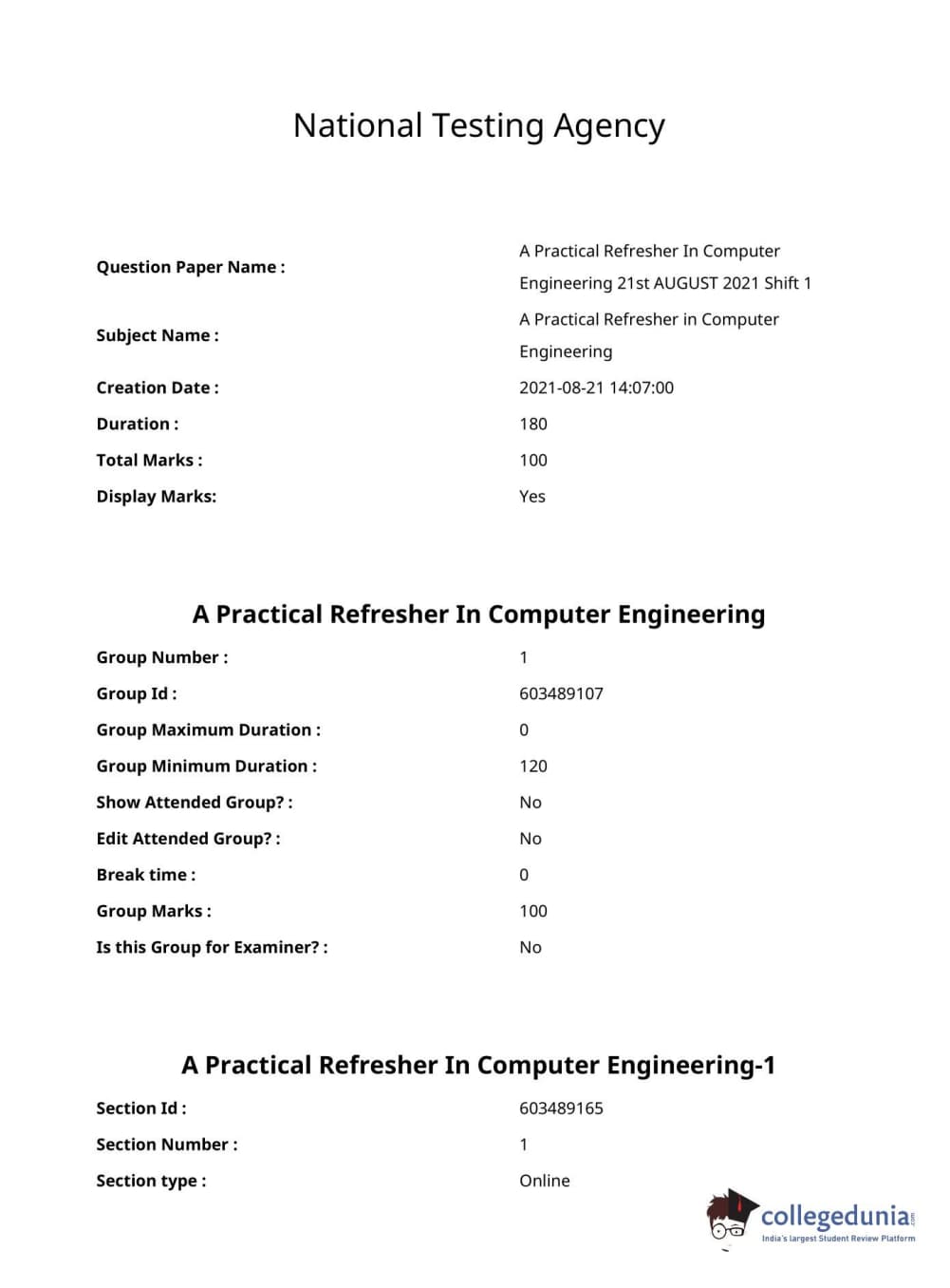 ARPIT 2021 A Practical Refresher in Computer Engineering Question Paper ...