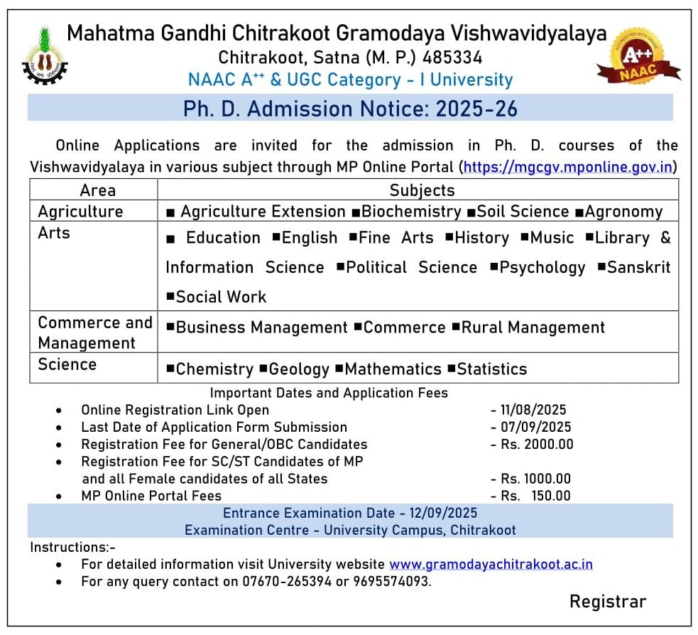 MGCGV Admission 2025: Dates, Fees, Eligibility, Application Process ...